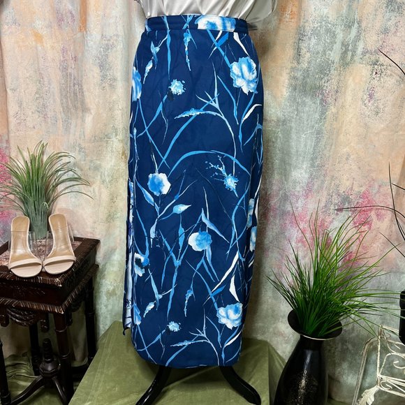 Habela | Skirts | Vtg Habela Double Layer Floral Design Maxi Skirt ...